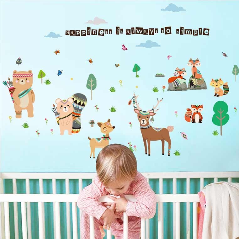 Sticker de perete animale indieni - Baby and Me Webshop
